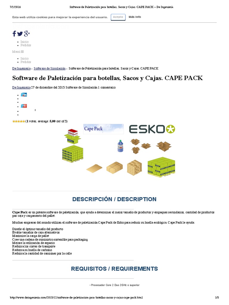 Software de Paletización para Botellas, Sacos y Cajas. CAPE PACK | PDF | Software | Ingeniería