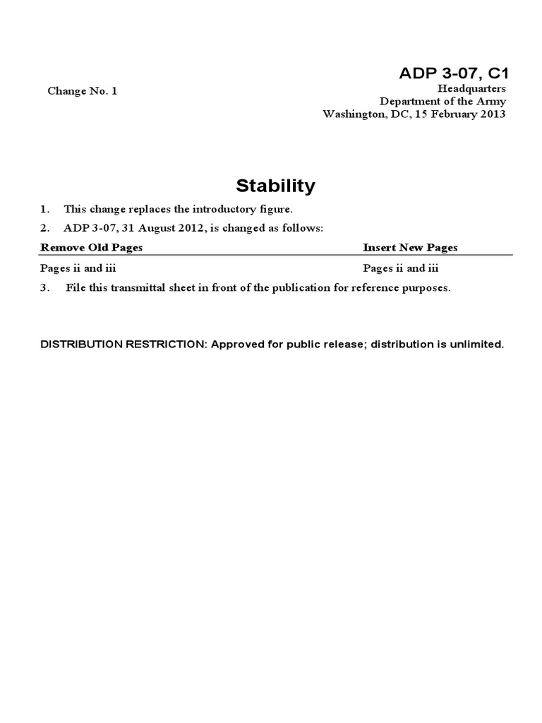 ADP 3-07 (ch1) | PDF | Military | United States Army