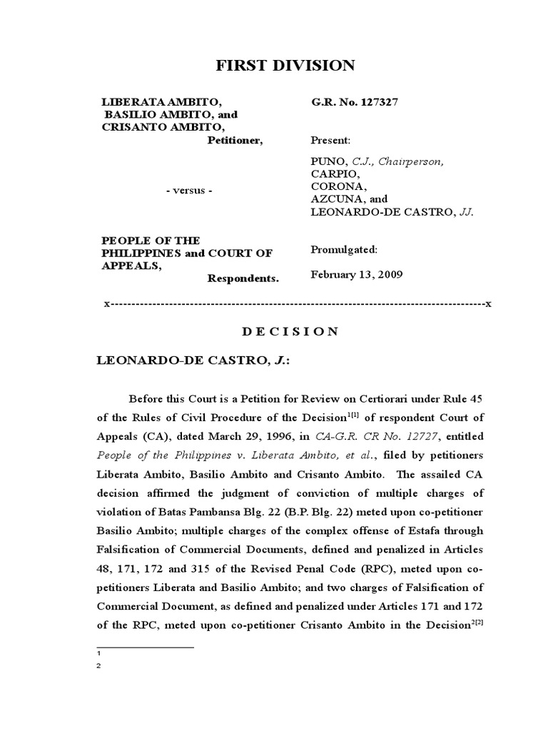 BP22 (PDL) Ambito vs. People (SC) | PDF | Fraud | Cheque