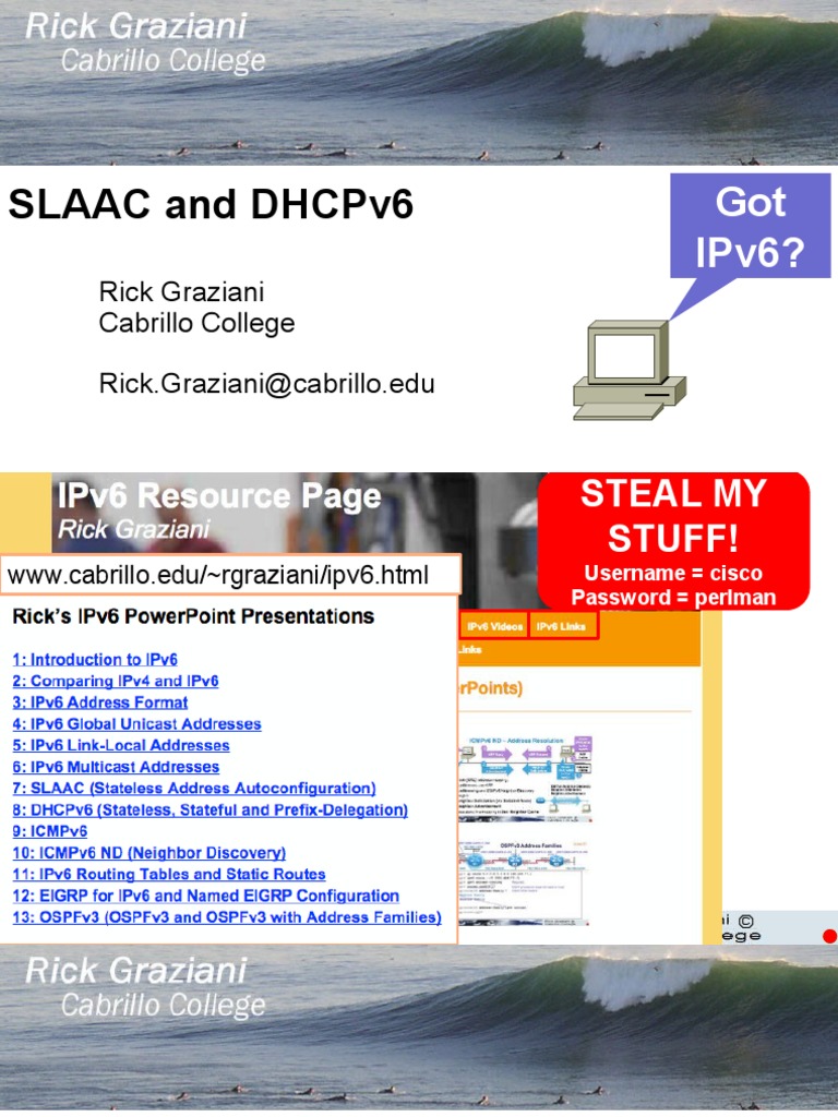 IPv6 SLAAC and DHCPv6.pptx | I Pv6 | Ip Address