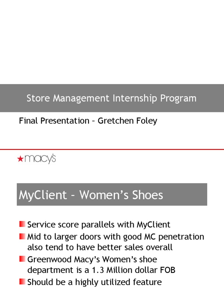 Women’s Shoe Store Management Internship | PDF