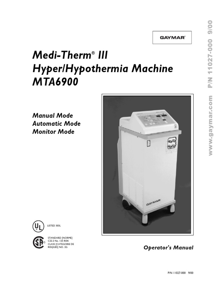 Hydrotherapy GAYMAR MEDITHERM MTA-6900 - Operators Manual | PDF ...