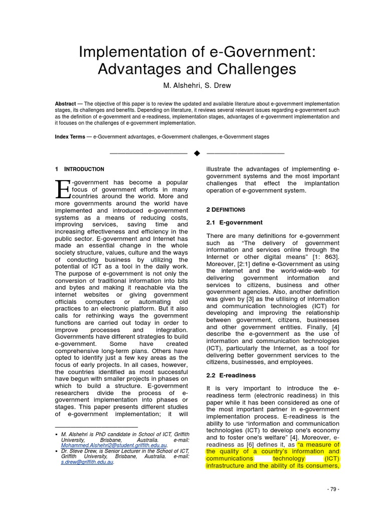 EGov - Advantages and Challenges | PDF | E Government | Computer Security