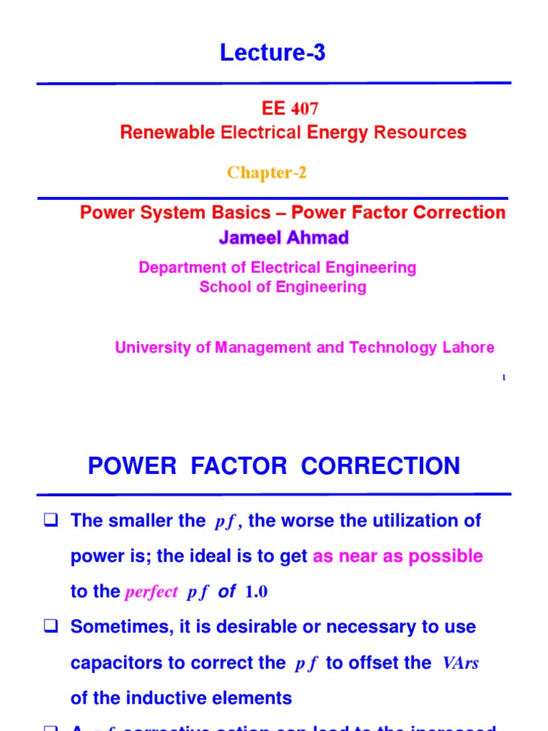 Lecture 3 - Power System Basics | PDF | Ac Power | Capacitor