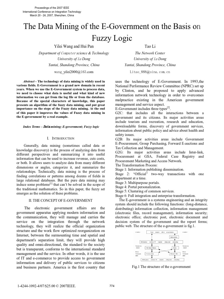 The Data Mining of The E-Government On The Basis o Q Fuzzy Logic | PDF | Data Mining | E Government