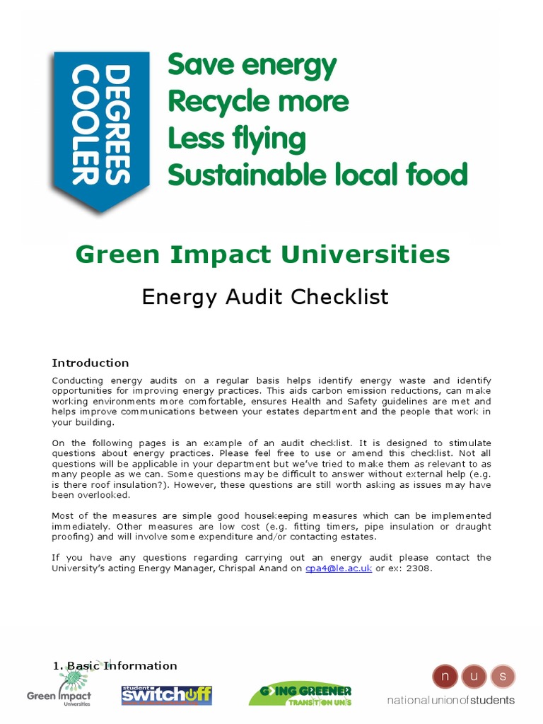 Green Impact Audit Checklist UoL | PDF | Window | Hvac