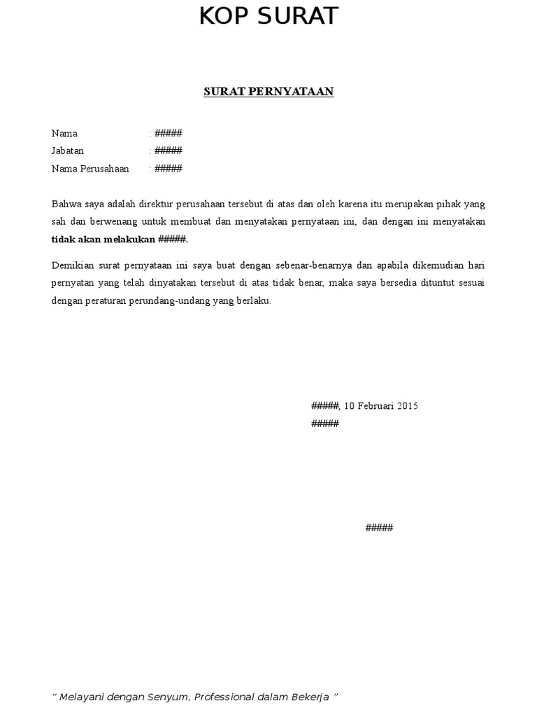 Contoh Surat Pernyataan | PDF