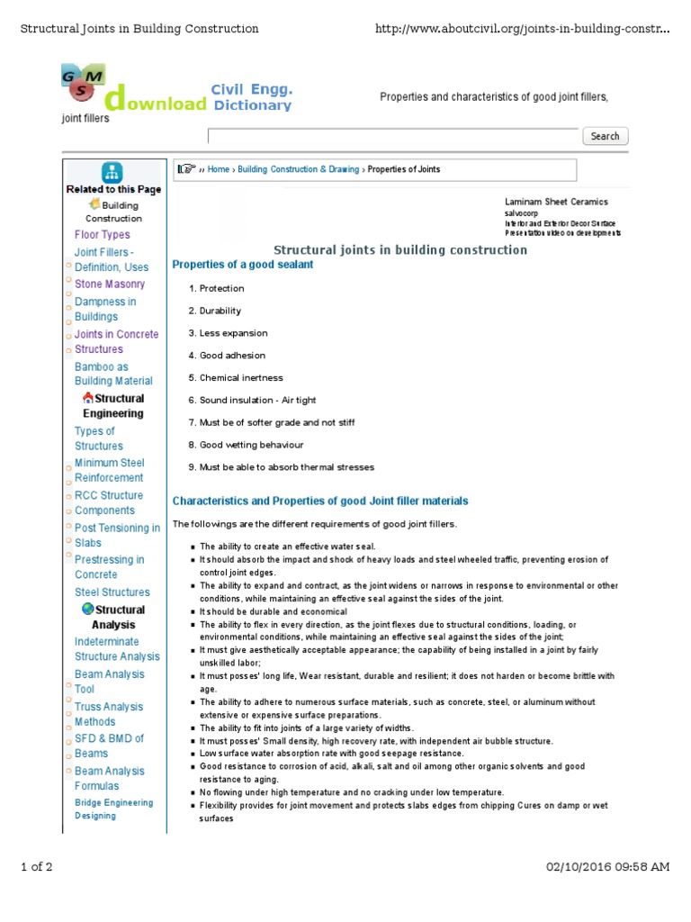 Structural Joints in Building Construction | Download Free PDF ...