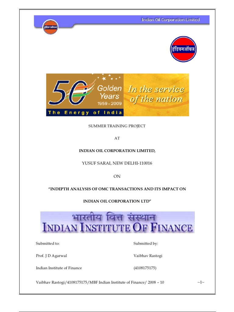 OMC Project IOCL | PDF | Market Liquidity | Petroleum