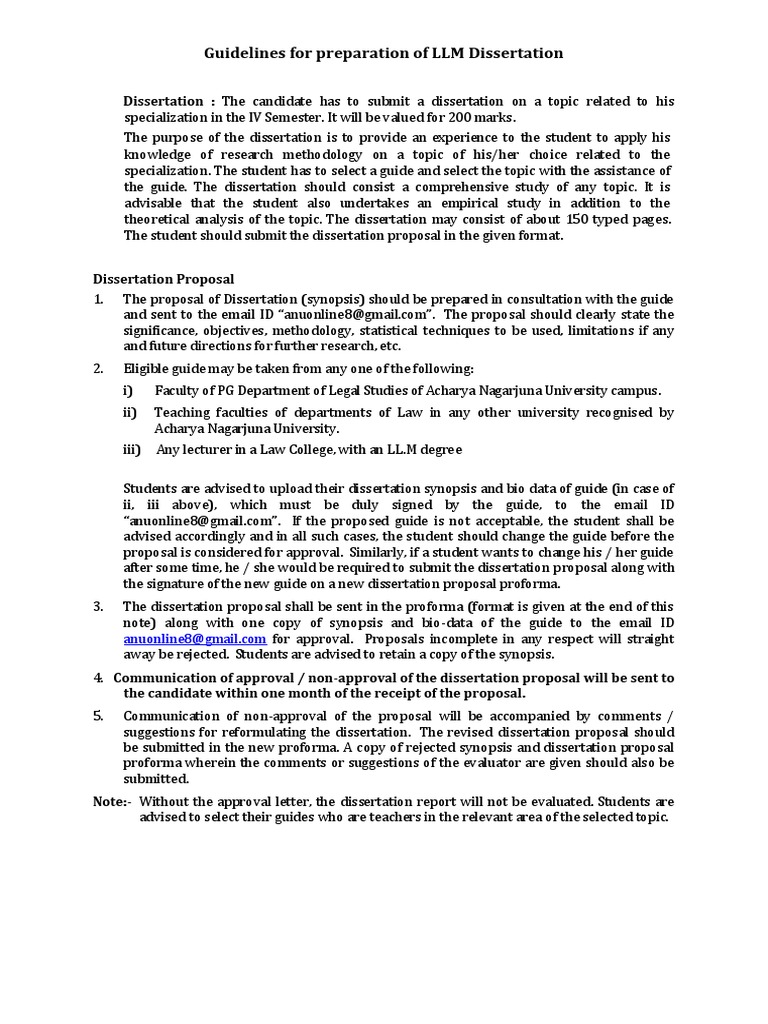 LLM Dissertation Guidelines | PDF | Thesis | Educational Assessment And ...