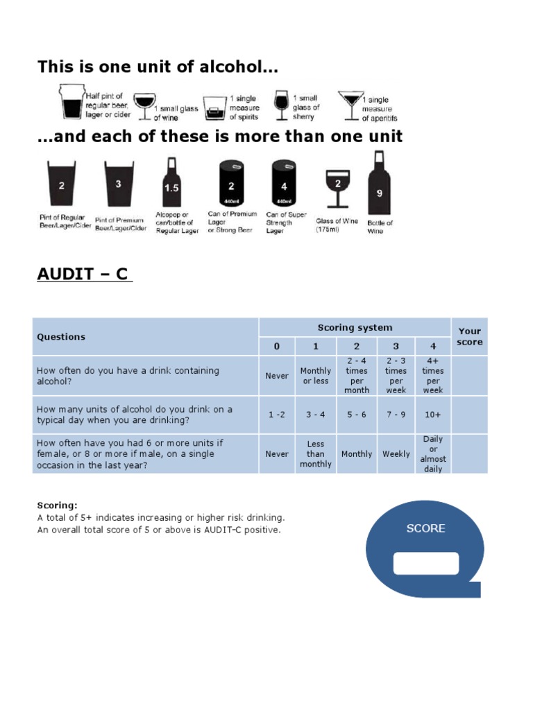 AUDIT-C Alcohol Screening Tool | PDF | Self-Improvement