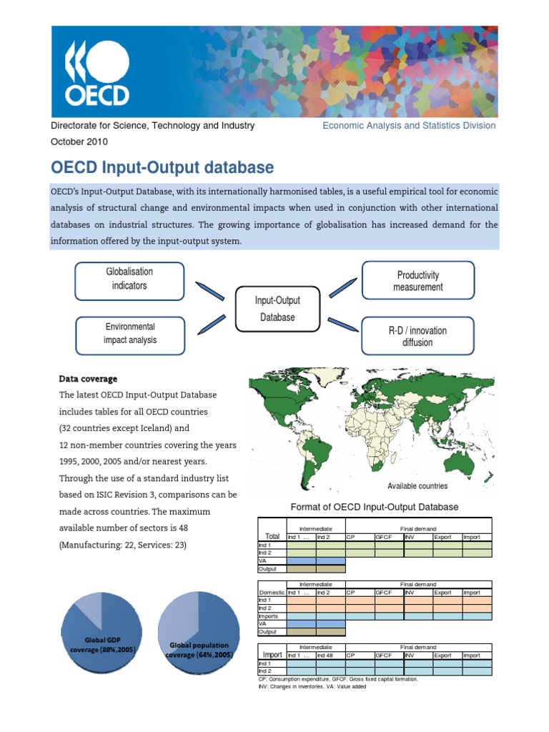 Oecd Input Output Database Pdf Input Output Model Globalization