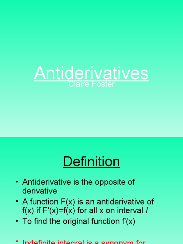 Antiderivative Basics and Rules | PDF