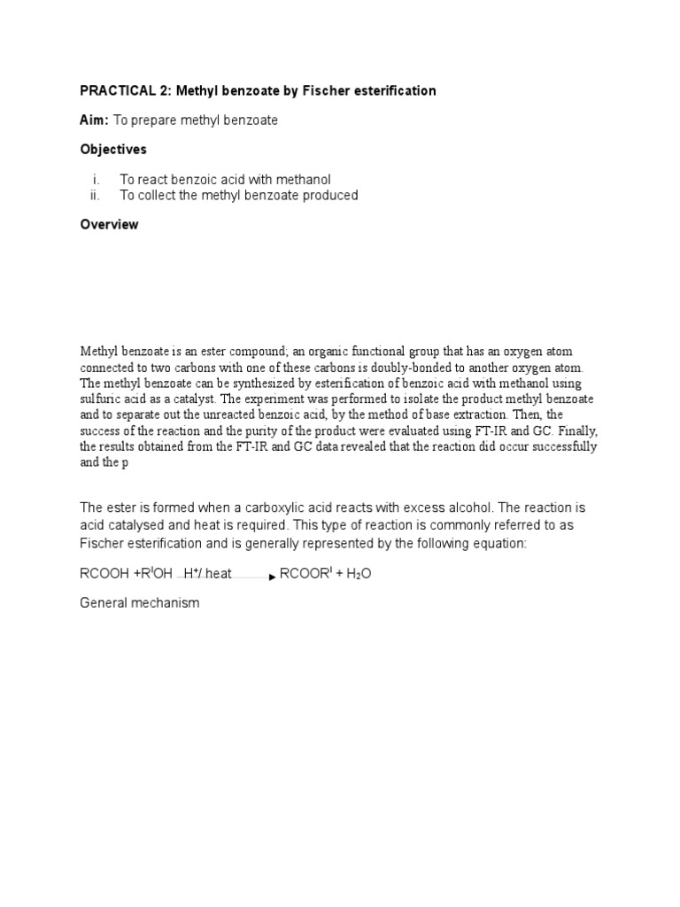 Methyl Benzoate Pdf Ester Sulfuric Acid