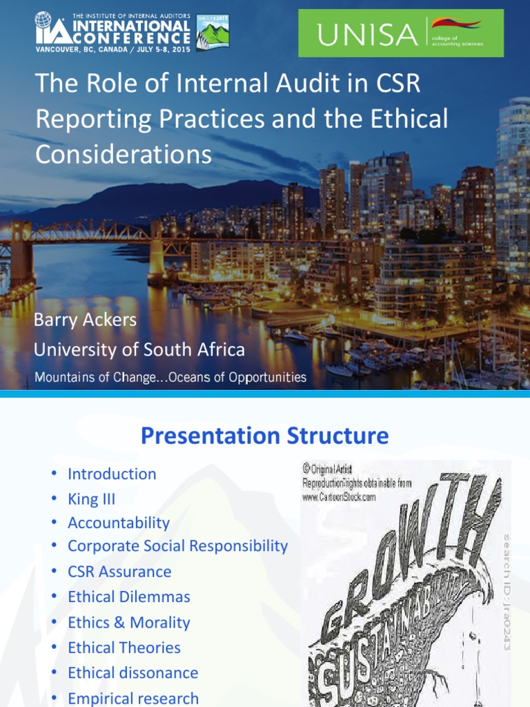 The Role of Internal Audit in CSR Reporting Practices and The Ethical ...