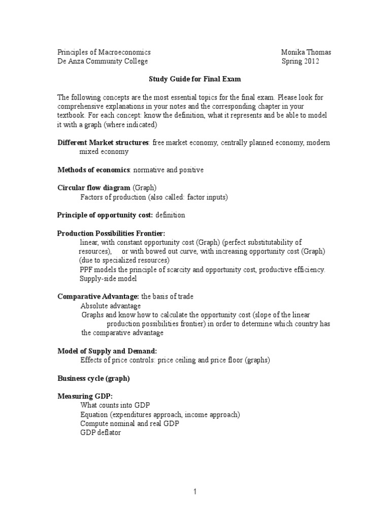 Principles of Macroecon - Study Guide For Final Exam | PDF | Fiscal ...