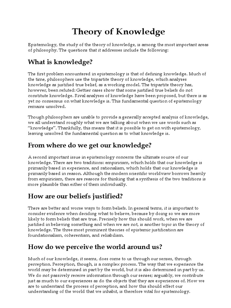 Theory of Knowledge | PDF | Epistemology | Metaphilosophy