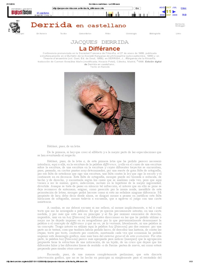 Derrida en Castellano - La Différance | PDF