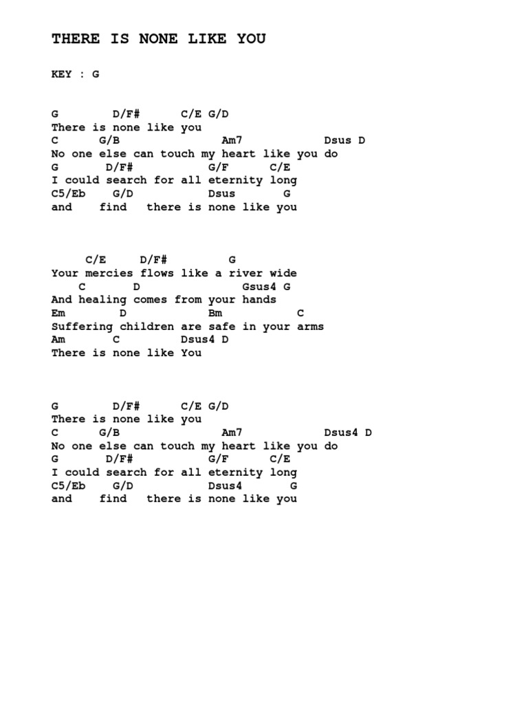 Lyrics and Chords for "There Is None Like You" | PDF