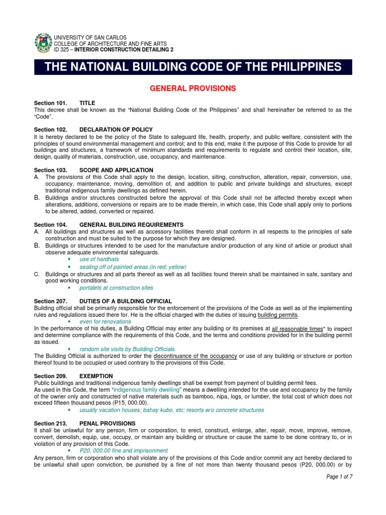 NOTES - The National Building Code of The Philippines (Excerpts) | PDF ...
