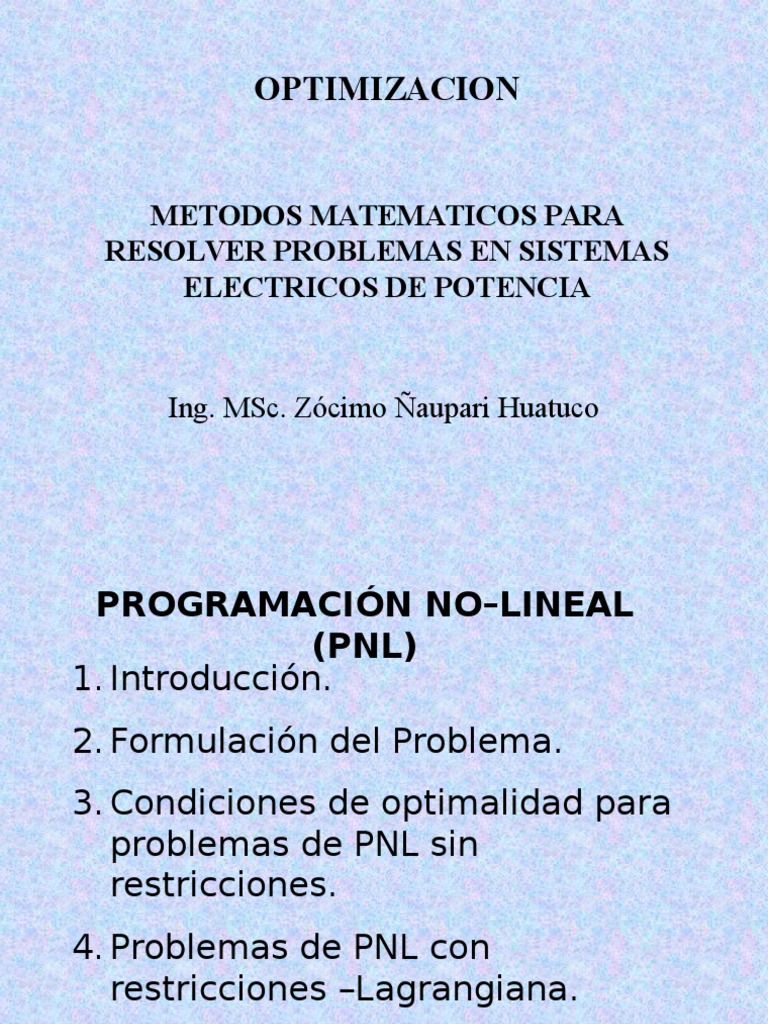 Programacion No Lineal | PDF | Optimización Matemática | Física