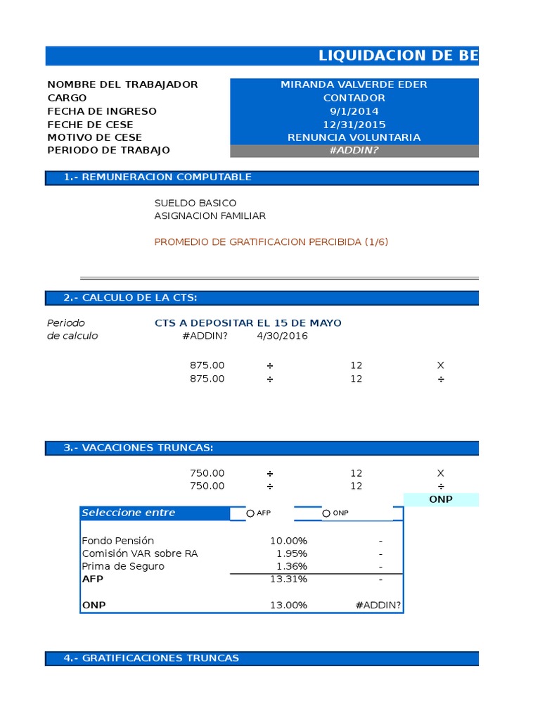 Liquidacion de Beneficios Sociales en Excel | Gastos | Ingresos