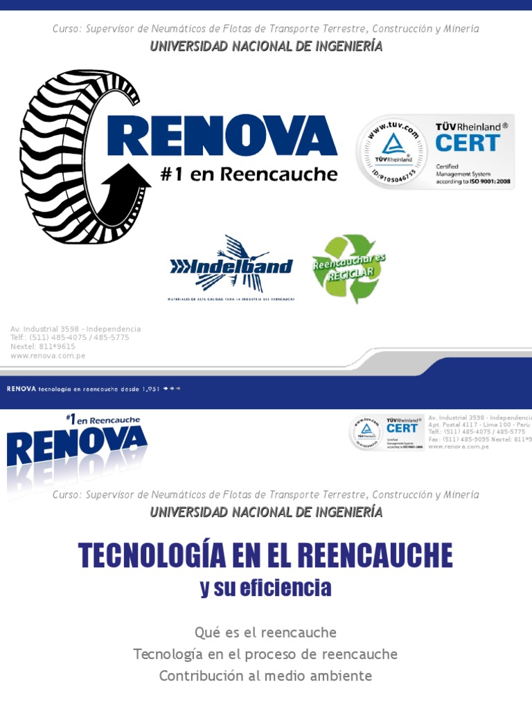 Tecnología de Reencauche RENOVA | PDF | Neumático | Lima