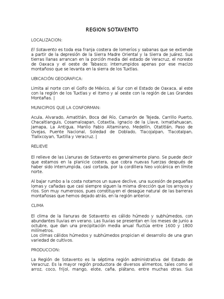La región de Sotavento: una fértil llanura costera en el estado de ...