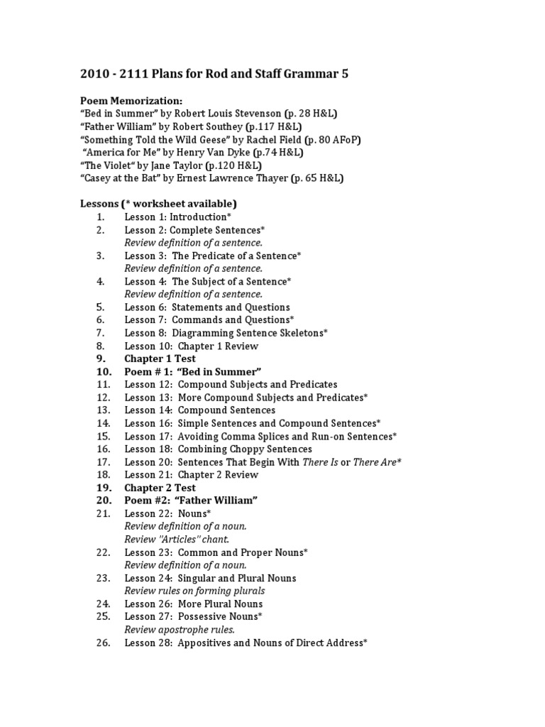 5th Grade Grammar Plans | PDF | Verb | Adjective