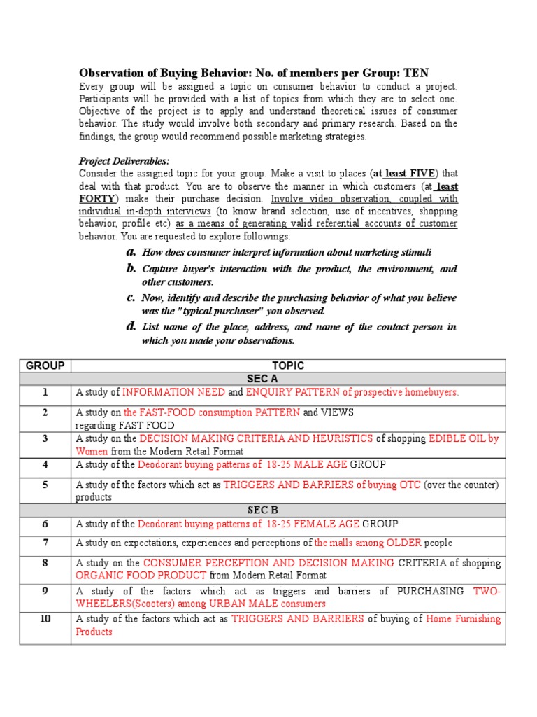 Consumer Behavior Project | PDF | Consumer Behaviour | Behavior
