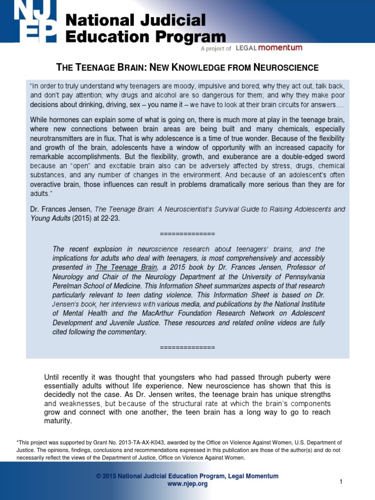 The Teenage Brain: New Knowledge From Neuroscience | PDF | Adolescence ...