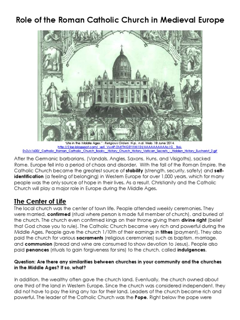 Role of the Catholic Church in Medieval Europe | PDF | Monastery ...