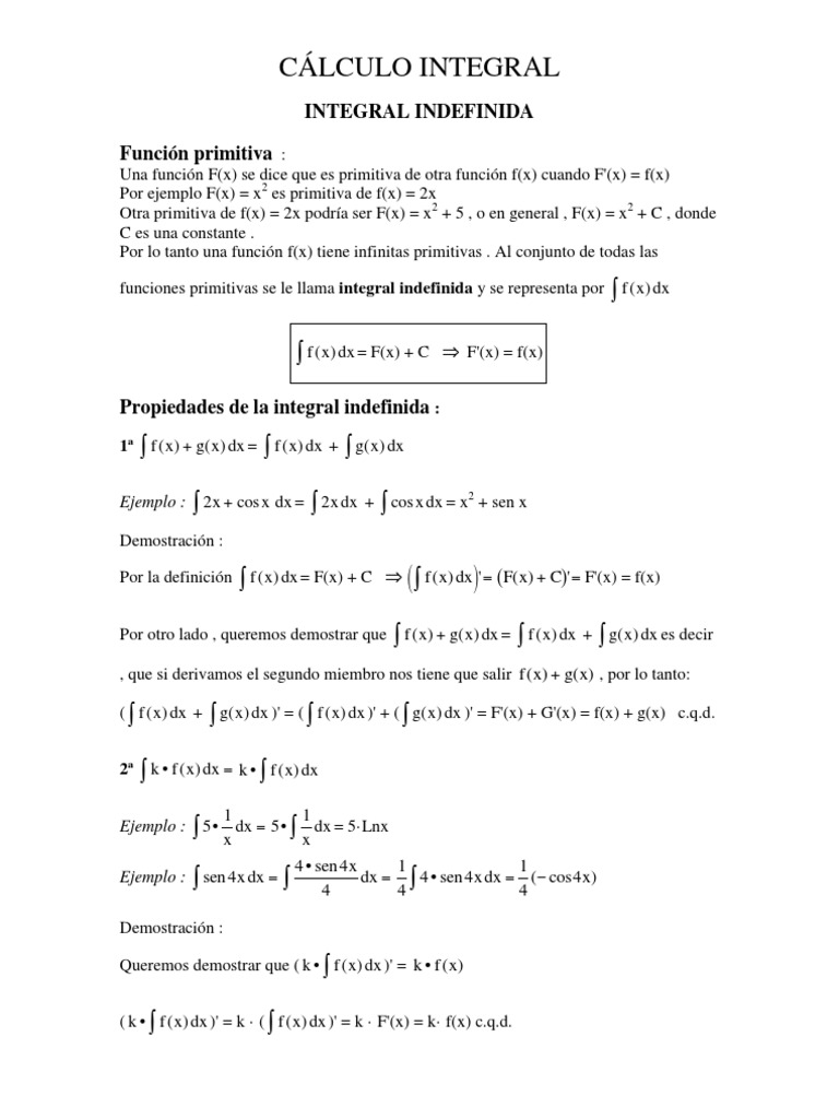 Formulario Integrales | PDF | Integral | Matemática Elemental