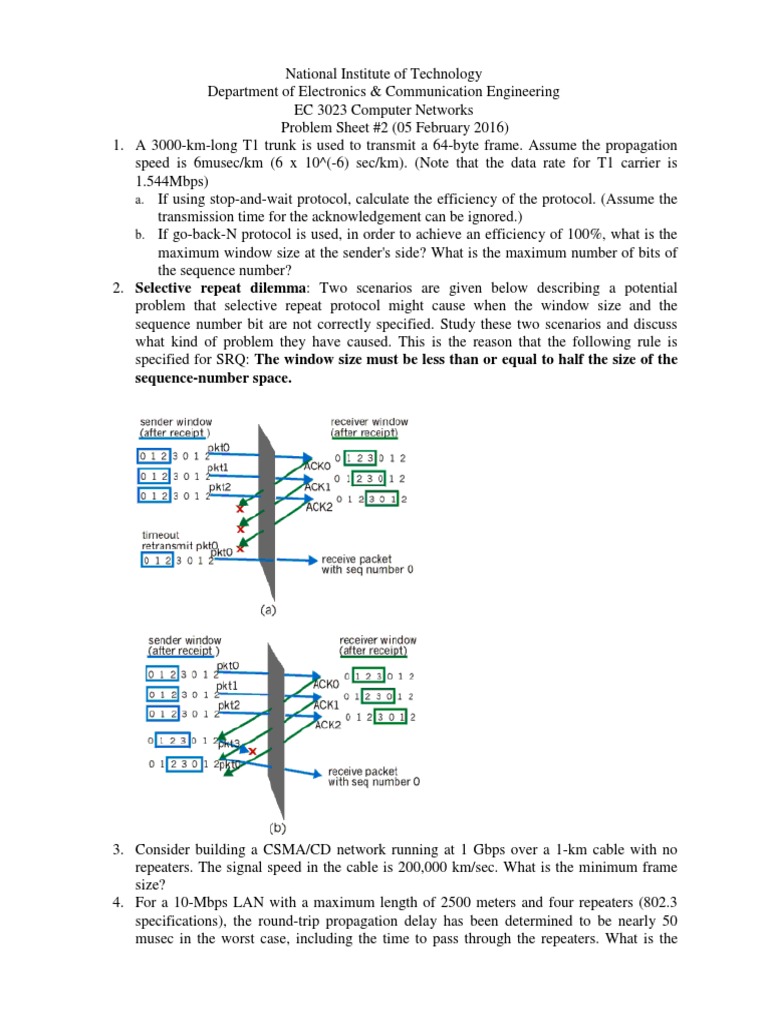 EC3023 2015-6 Problemsheet#2 | PDF | Transmission Control Protocol | Network Protocols