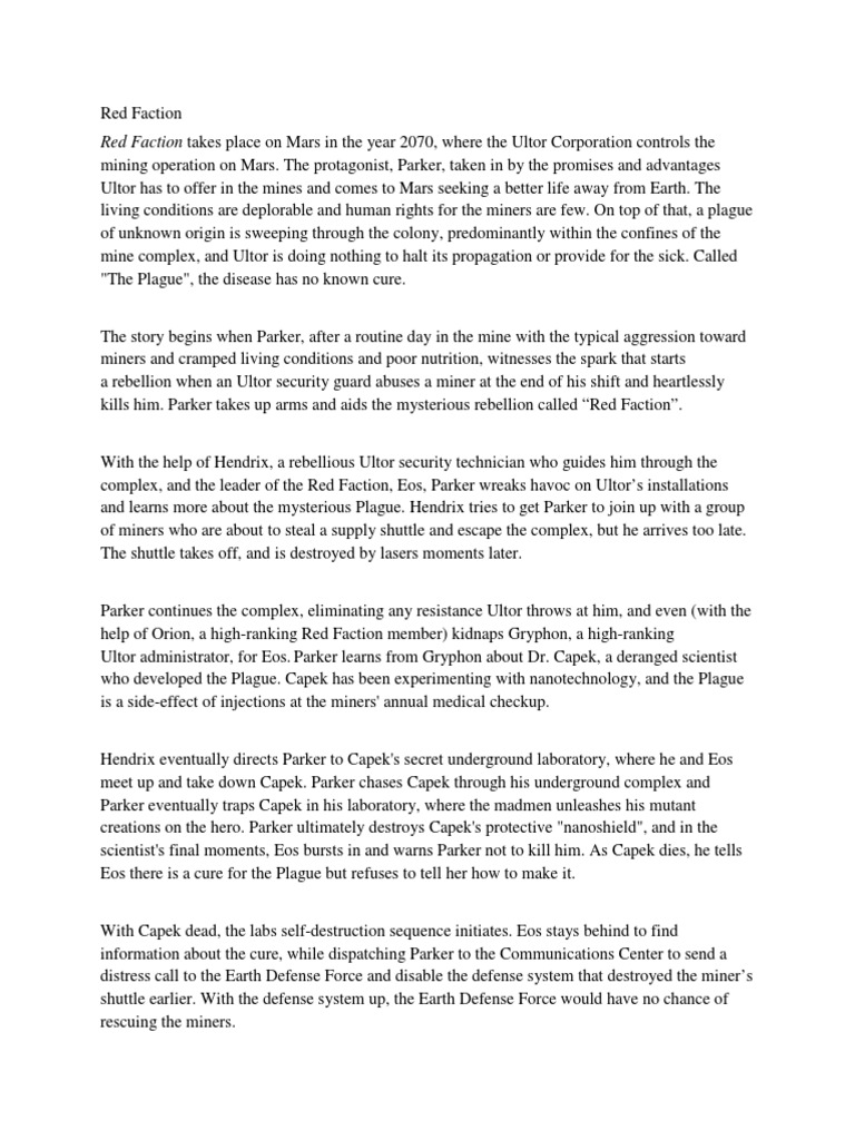 Red Faction Takes Place On Mars in The Year 2070, Where The Ultor ...