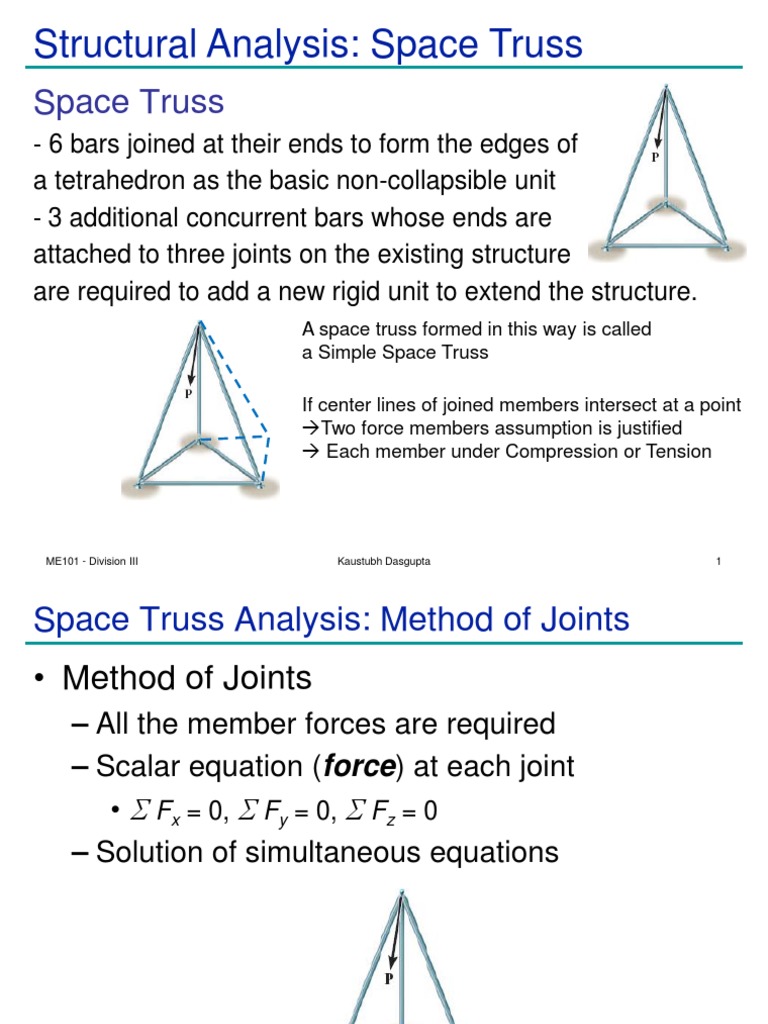 Space Truss | PDF | Truss | Force