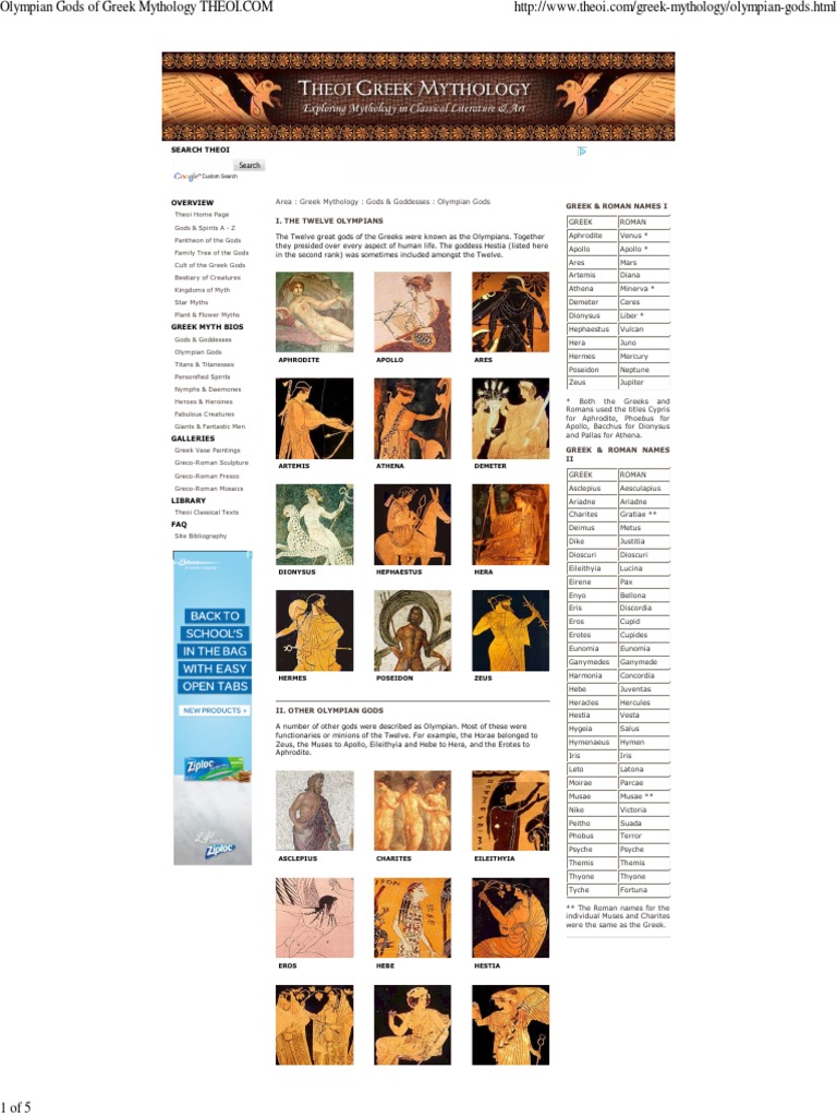 12 Olympian Gods of Greek Mythology PDF | PDF | Twelve Olympians | Zeus
