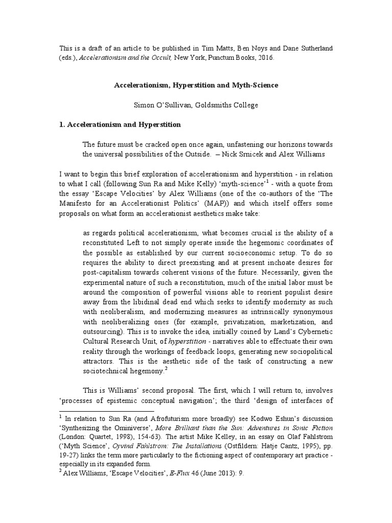 Accelerationism Hyperstition and Myth-Sc | PDF | Trickster | Aesthetics