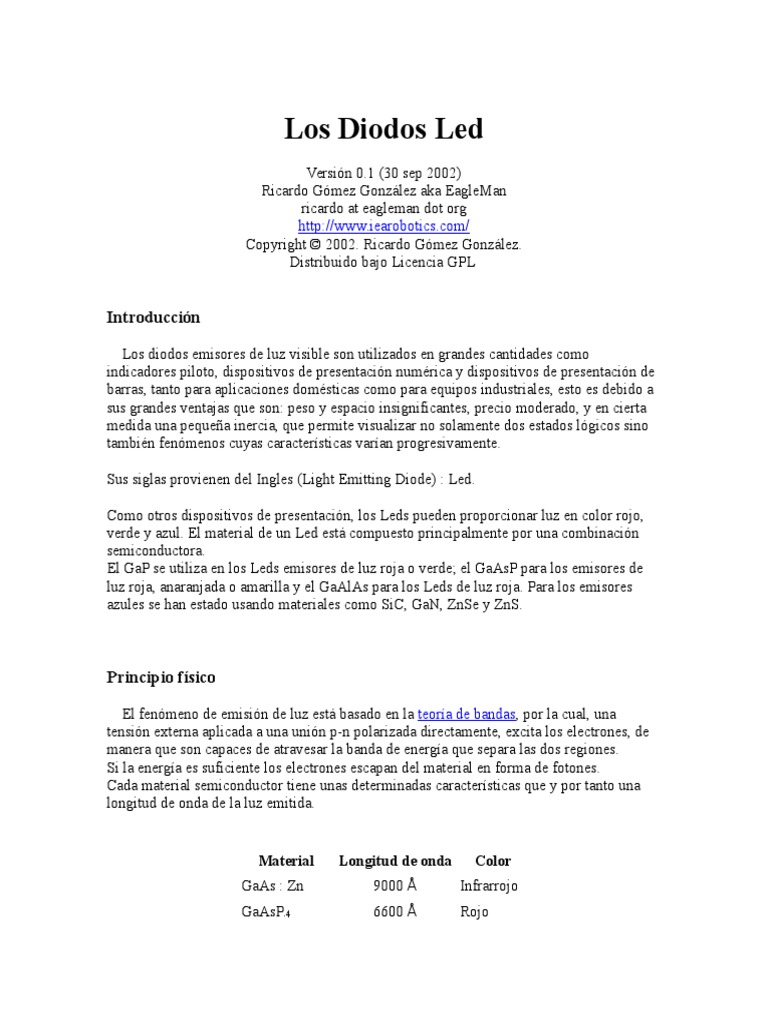 Los Diodos Led | PDF | Diodo emisor de luz | Diodo