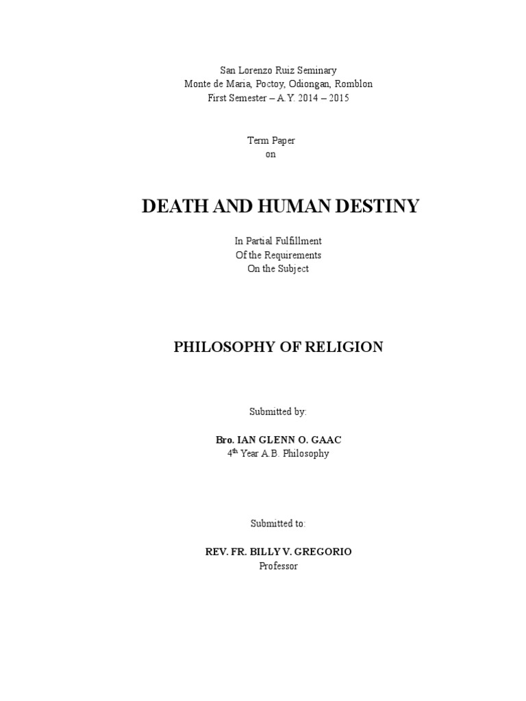 Death and Human Destiny | PDF | Afterlife | Soul