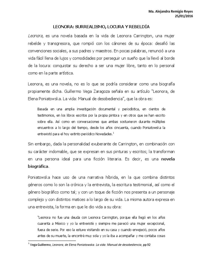 Leonora: Novela de Rebeldía y Surrealismo | PDF | Narración | Surrealismo