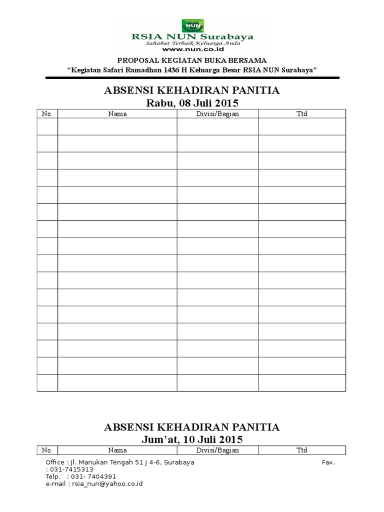 Absensi Kegiatan-Panitia | PDF