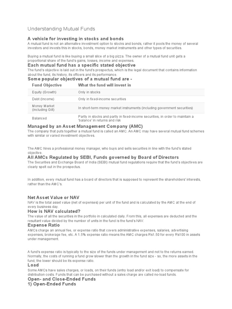 Understanding Mutual Funds | PDF | Mutual Funds | Financial Risk
