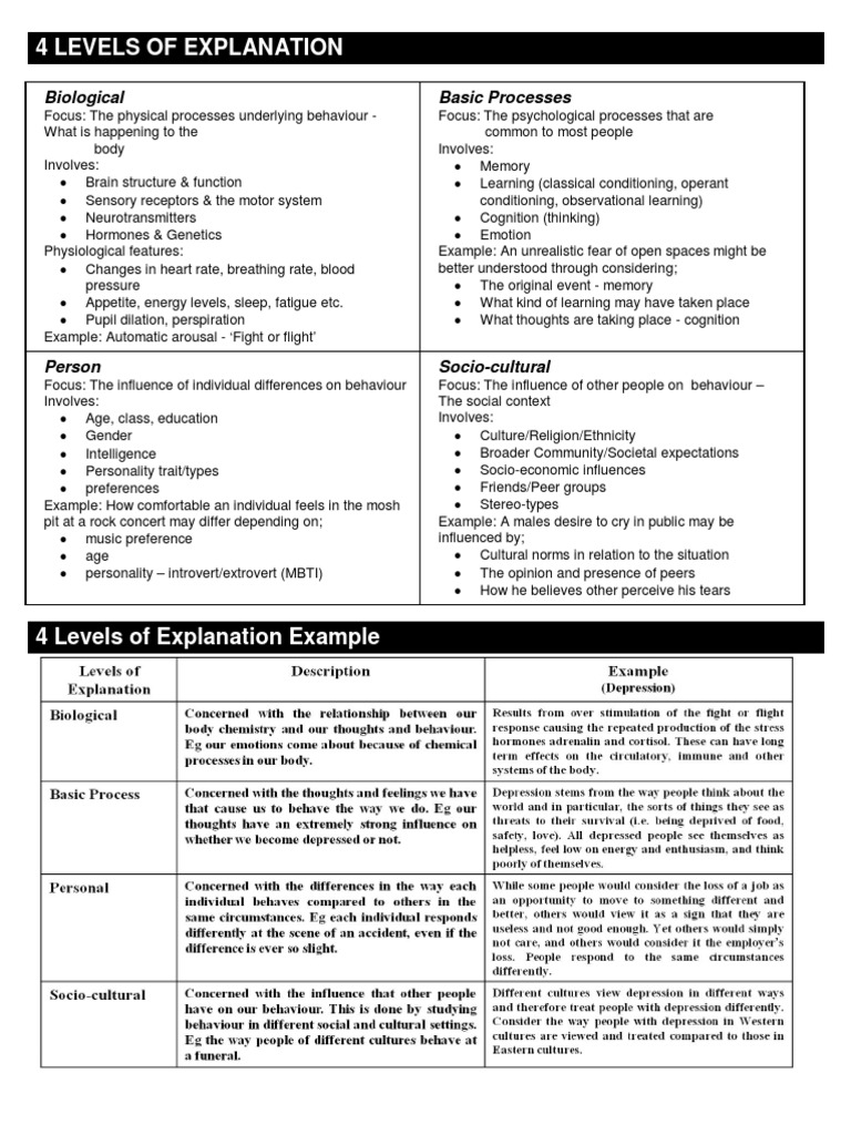 1 4 Levels of Explanation | PDF