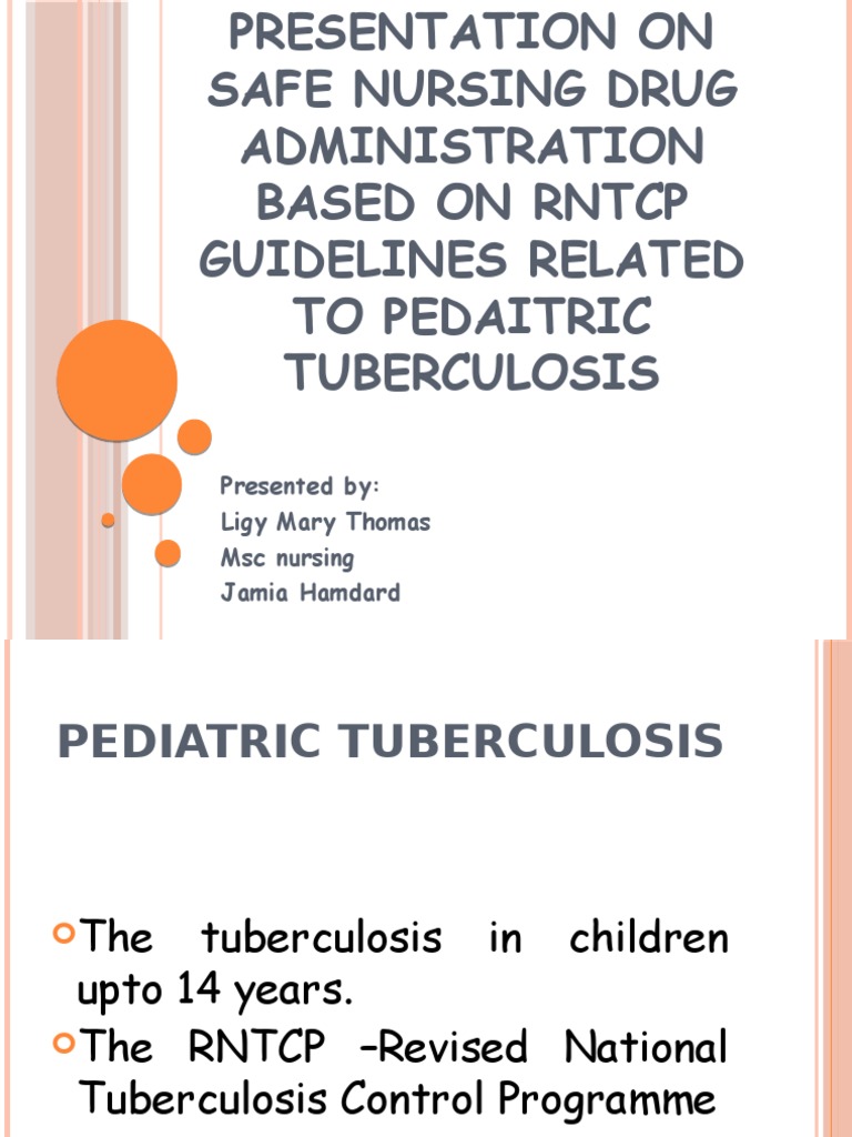 Presentation On RNTCP Guidelines | PDF | Tuberculosis | Adverse Effect
