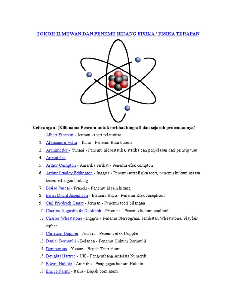 TOKOH ILMUWAN DAN PENEMU BIDANG FISIKA 50 Orang | PDF | Sains & Matematika