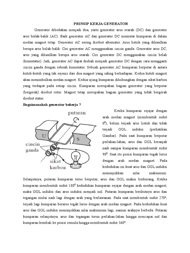 Prinsip Kerja Generator | PDF