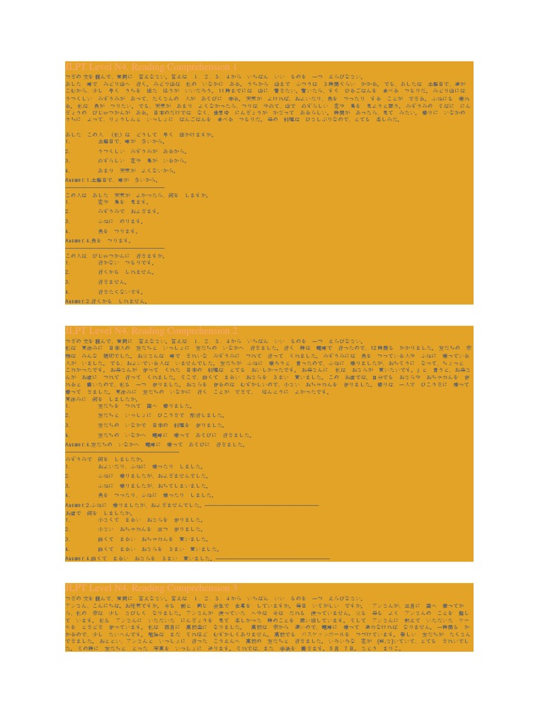 JLPT n4 Reading | PDF