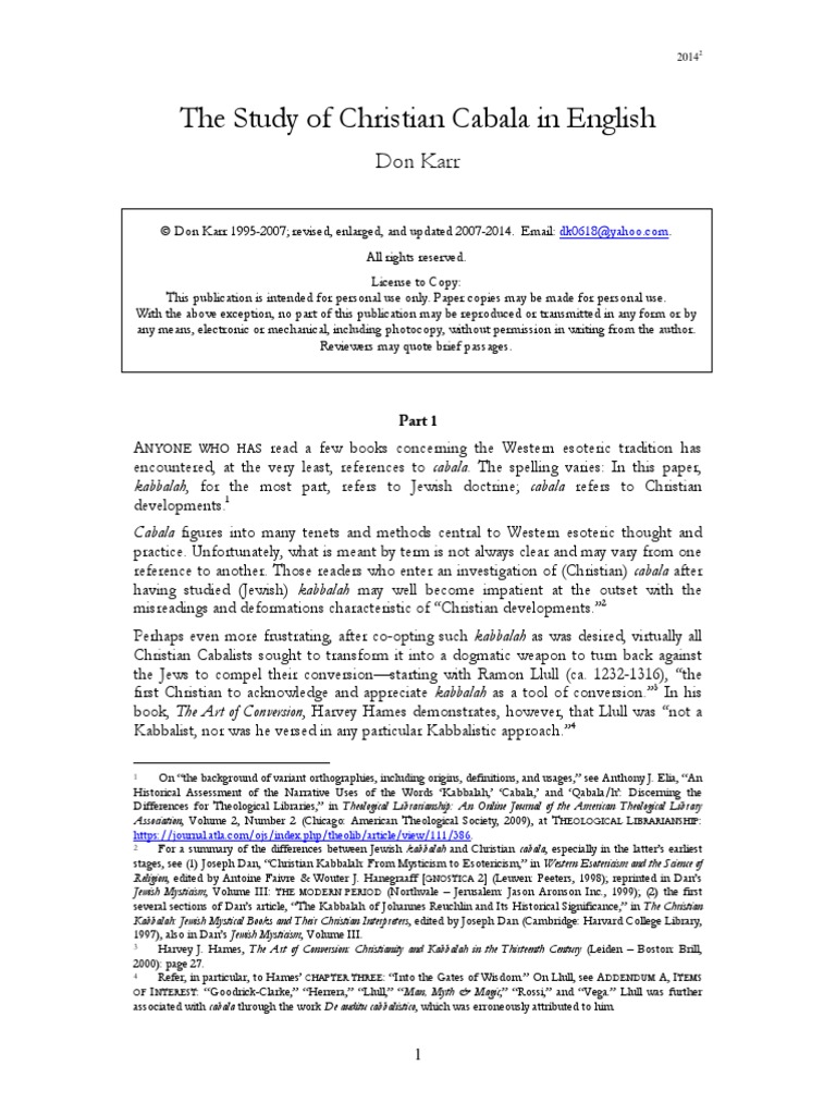 Study of Christian Cabala | PDF | Kabbalah | Western Esotericism