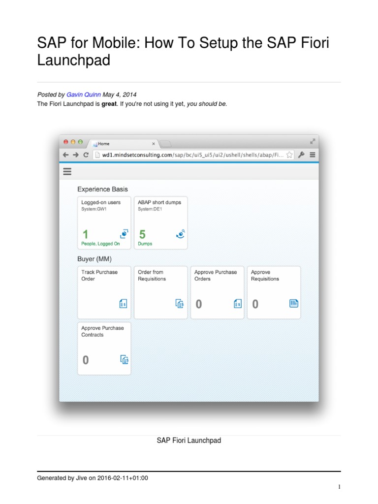 SAP For Mobile - How To Setup The SAP Fiori | PDF | Mobile App ...